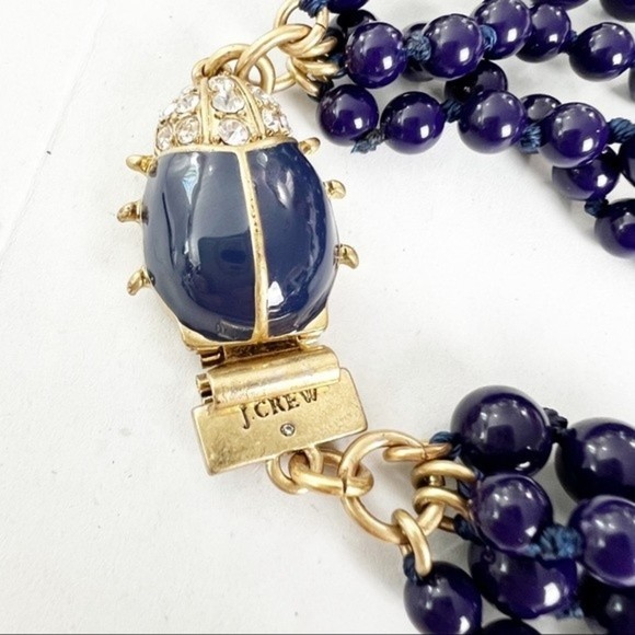 J. Crew | Jewelry | J Crew Ladybug Or Scarab Beetle Clasp Navy Beaded ...